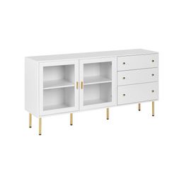 Beliani Vitrine MILORA in Wei&szlig;/Gold - (W) 160 x (H) 80 x (L) 40 cm | Gr.: onesize