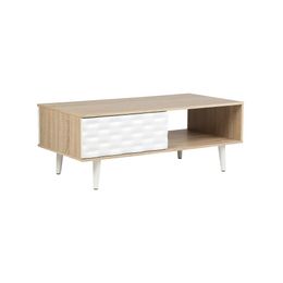 Beliani Couchtisch SWANSEA in Braun/Wei&szlig; - (W) 60 x (H) 46 x (L) 120 cm | Gr.: onesize