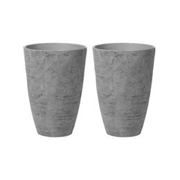 Beliani 2-tlg Outdoor Blumentopf CAMIA in Grau | Gr.: onesize