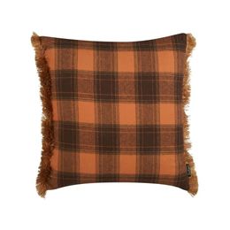 Beliani Dekokissen BARJA in Orange/Schwarz - (W) 45 x (H) 12 x (L) 45 cm | Gr.: onesize
