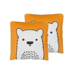 Beliani 2er-Set Dekokissen WARANASI in Orange/Wei&szlig;/Schwarz | Gr.: onesize