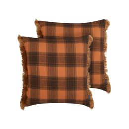 Beliani 2er-Set Dekokissen BARJA in Orange/Schwarz | Gr.: onesize