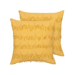 Beliani 1er-Set Dekokissen AGASTACHE in Gelb | Gr.: onesize