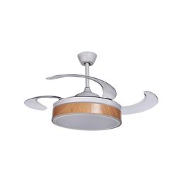 Beliani Deckenventilator mit Licht FREMONT in Wei&szlig;/Braun - (W) 50 x (H) 54 x (L) 50 cm | Gr.: onesize