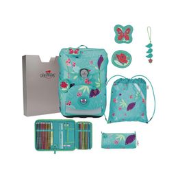 DerDieDas Schulranzen Set 5-tlg. ErgoFlex Easy Butterfly Garden in gr&uuml;n | Gr.: onesize