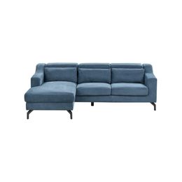 Beliani Ecksofa GLOSLI in Blau/Schwarz - (W) 220 x (H) 94 x (L) 157 cm | Gr.: onesize