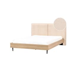 Beliani Doppelbett IZERNORE in Beige/Schwarz/Braun - (W) 207 x (H) 112 x (L) 215 cm | Gr.: onesize