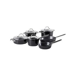Beliani 10-tlg Kochgeschirr ELITE PRO in Schwarz/Silber | Gr.: onesize