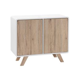 Beliani Sideboard MILO in Wei&szlig;/Braun - (W) 90 x (H) 76 x (L) 40 cm | Gr.: onesize