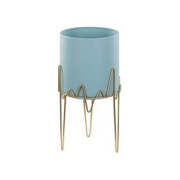 Beliani Outdoor Blumentopf KALANDRA in Blau/Gold - (W) 19 x (H) 39 x (L) 19 cm | Gr.: onesize
