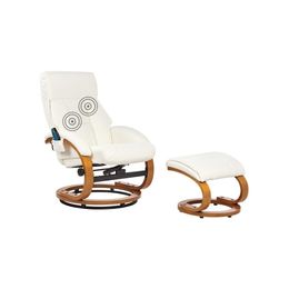 Beliani Massagestuhl FORCE in Wei&szlig;/Braun - (W) 55 x (H) 100 x (L) 80 cm | Gr.: onesize