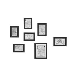 Beliani 7er-Set Fotorahmen DENKORO in Schwarz | Gr.: onesize