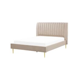 Beliani Doppelbett MARVILLE in Beige/Gold - (W) 182 x (H) 124 x (L) 225 cm | Gr.: onesize