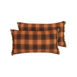 Beliani 2er-Set Dekokissen BARJA in Orange/Schwarz | Gr.: onesize