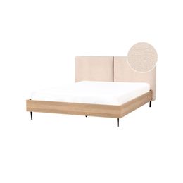 Beliani Doppelbett LIMANTON in Beige/Schwarz/Braun - (W) 181 x (H) 118 x (L) 215 cm | Gr.: onesize