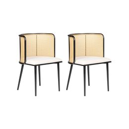 Beliani 2er-Set Esszimmerstuhl KOBUK in Schwarz/Beige/Braun | Gr.: onesize
