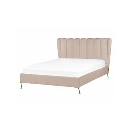 Beliani Doppelbett MIRIBEL in Beige/Gold - (W) 167 x (H) 112 x (L) 218 cm | Gr.: onesize