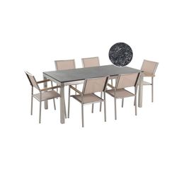 Beliani 7-tlg Gartentisch Set GROSSETO in Grau/Beige/Silber | Gr.: onesize