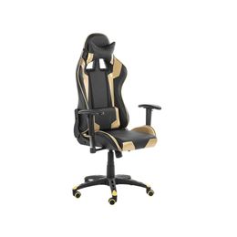 Beliani Gaming Stuhl KNIGHT in Schwarz/Gold - (W) 71 x (H) 129 x (L) 71 cm | Gr.: onesize