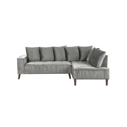 Beliani Ecksofa GRENA in Grau/Braun - (W) 231 x (H) 79 x (L) 152 cm | Gr.: onesize
