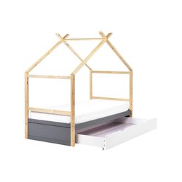 Beliani Kinderbett ORGEVAL in Grau/Wei&szlig;/Braun - (W) 99 x (H) 180 x (L) 206 cm | Gr.: onesize