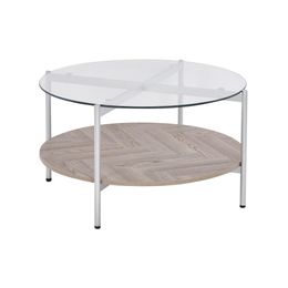 Beliani Couchtisch LOVELL in Silber/Braun - (W) 80 x (H) 45 x (L) 80 cm | Gr.: onesize