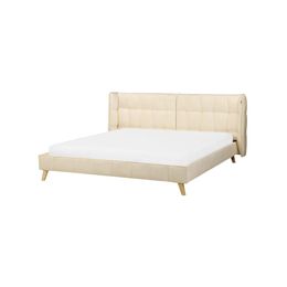 Beliani Doppelbett SENLIS in Beige/Braun - (W) 254 x (H) 100 x (L) 220 cm | Gr.: onesize