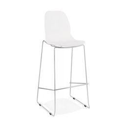 KADIMA DESIGN Barhocker mit Sitz 75 cm aus Metall Kunststoff, Zeitgenössisch in Weiß-Silber | Gr.: onesize
