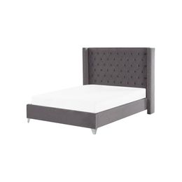 Beliani Doppelbett LUBBON in Grau/Silber - (W) 189 x (H) 142 x (L) 215 cm | Gr.: onesize
