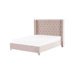 Beliani Doppelbett LUBBON in Rosa/Silber - (W) 209 x (H) 142 x (L) 215 cm | Gr.: onesize