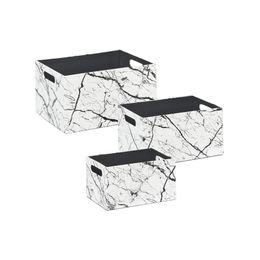 Beliani 3er-Set Korb LARSA in Wei&szlig;/Schwarz | Gr.: onesize