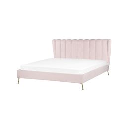 Beliani Doppelbett MIRIBEL in Rosa/Gold - (W) 207 x (H) 112 x (L) 218 cm | Gr.: onesize