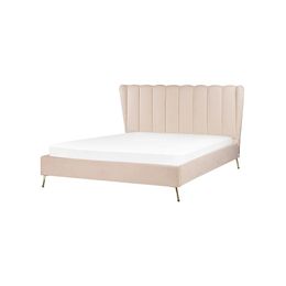 Beliani Doppelbett MIRIBEL in Beige/Gold - (W) 187 x (H) 112 x (L) 218 cm | Gr.: onesize