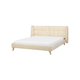 Beliani Doppelbett SENLIS in Beige/Braun - (W) 234 x (H) 100 x (L) 220 cm | Gr.: onesize