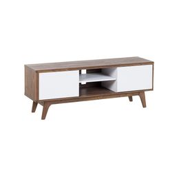 Beliani TV-M&ouml;bel ROCHESTER in Braun/Wei&szlig; - (W) 142 x (H) 53 x (L) 40 cm | Gr.: onesize