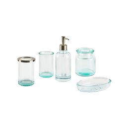 Beliani 5-tlg Badezimmer-Zubeh&ouml;r AMARGA in Gr&uuml;n/Silber | Gr.: onesize