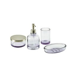Beliani 4-tlg Badezimmer-Zubeh&ouml;r TELMA in Violett/Silber | Gr.: onesize