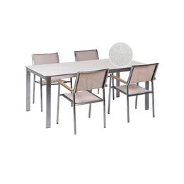 Beliani 5-tlg Gartentisch Set COSOLETO/GROSSETO in Weiß/Beige/Silber | Gr.: onesize