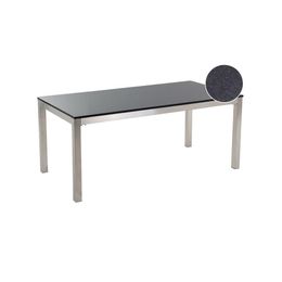 Beliani Gartentisch GROSSETO in Schwarz/Silber - (W) 90 x (H) 76 x (L) 180 cm | Gr.: onesize