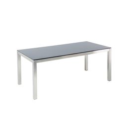 Beliani Gartentisch GROSSETO in Schwarz/Silber - (W) 90 x (H) 76 x (L) 180 cm | Gr.: onesize