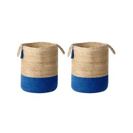Beliani 2er-Set Bad-Kleinaufbewahrung GAJAR in Beige/Blau | Gr.: onesize