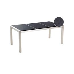Beliani Gartentisch GROSSETO in Schwarz/Silber - (W) 90 x (H) 74 x (L) 180 cm | Gr.: onesize