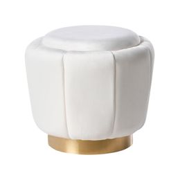 Beliani Pouf IRVING in Wei&szlig;/Gold - (W) 43 x (H) 37 x (L) 43 cm | Gr.: onesize