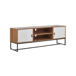 Beliani TV-Möbel NUEVA in Weiß/Braun/Schwarz - (W) 150 x (H) 55 x (L) 40 cm | Gr.: onesize
