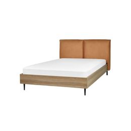 Beliani Doppelbett LIMANTON in Braun/Schwarz - (W) 161 x (H) 118 x (L) 215 cm | Gr.: onesize