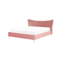 Beliani Doppelbett CHALEIX in Rosa/Gold - (W) 188 x (H) 109 x (L) 212 cm | Gr.: onesize