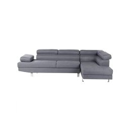 Beliani Ecksofa NORREA in Grau/Silber - (W) 262 x (H) 85 x (L) 169 cm | Gr.: onesize