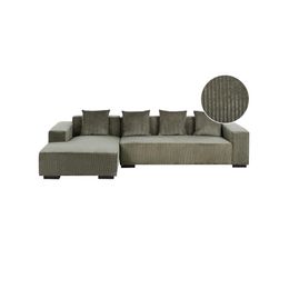 Beliani Ecksofa LUNGO in Gr&uuml;n/Schwarz - (W) 285 x (H) 62 x (L) 160 cm | Gr.: onesize