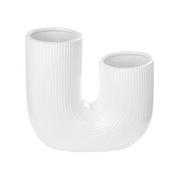 Beliani Blumenvase MITILINI in Weiß - (W) 24 x (H) 23 x (L) 10 cm | Gr.: onesize