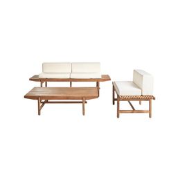 Beliani 3-tlg Lounge Set GIAVENO in Braun/Weiß | Gr.: onesize
